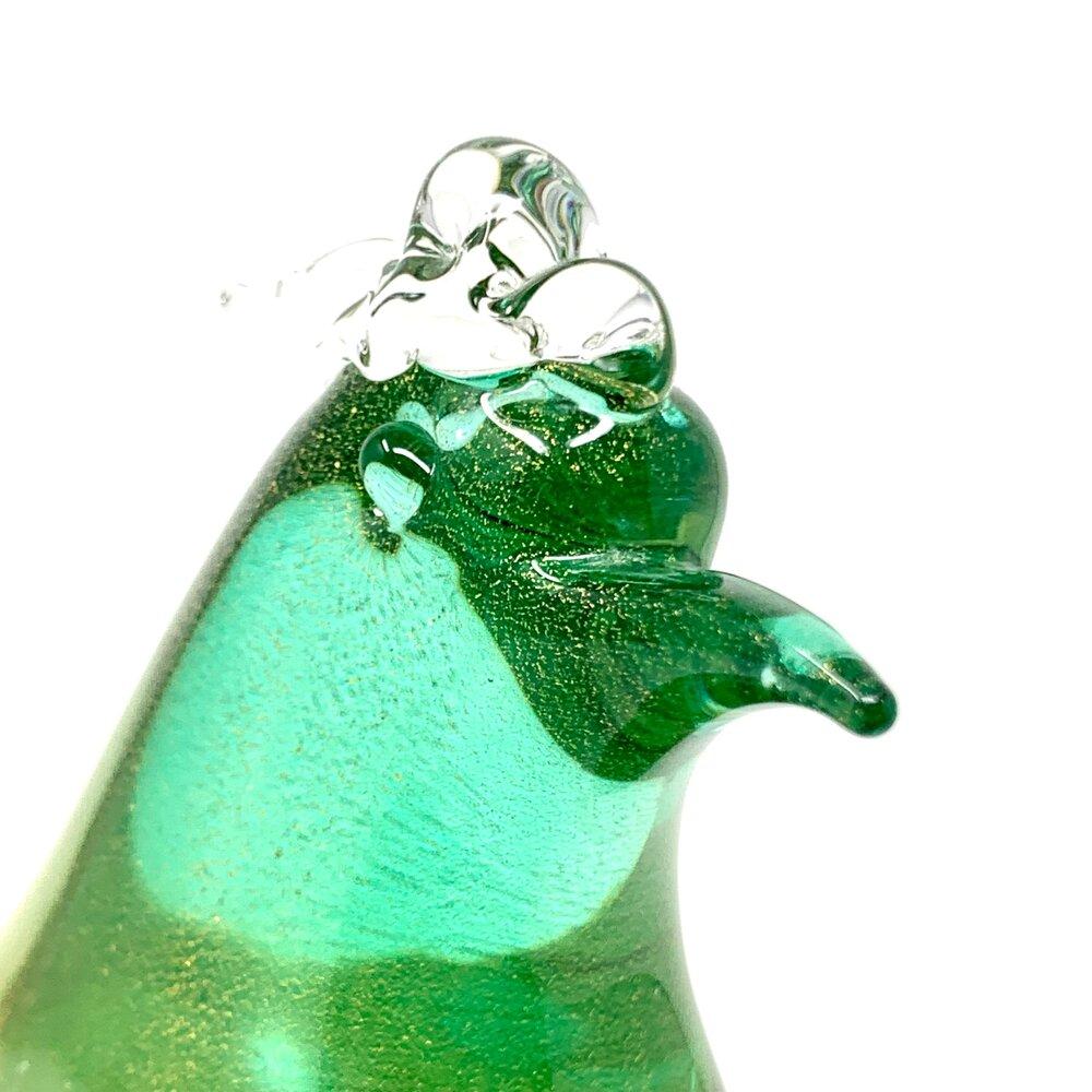 Green and Gold Italian Murano Art Glass Bird at 1stDibs