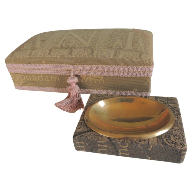 Green and Pink Fabric Covered Vanity Table Box Set For Sale at 1stDibs