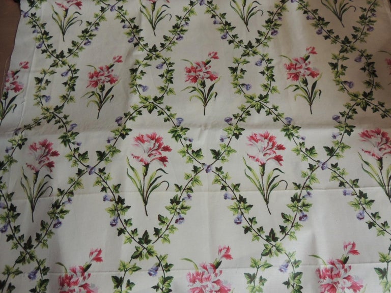 Green and Red Trellis Floral Pattern Chintz Drapery Curtain Panel For ...