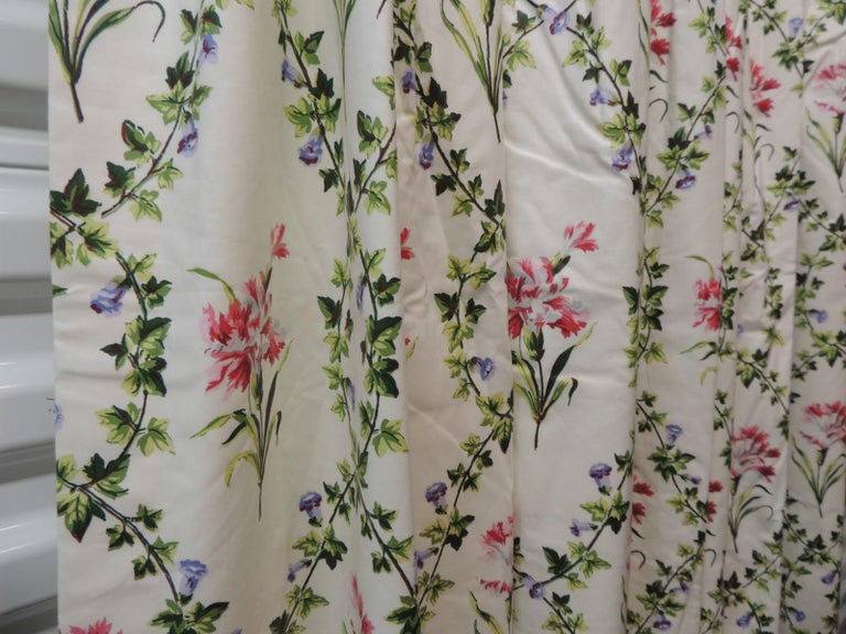 Green and Red Trellis Floral Pattern Chintz Drapery Curtain Panel For ...