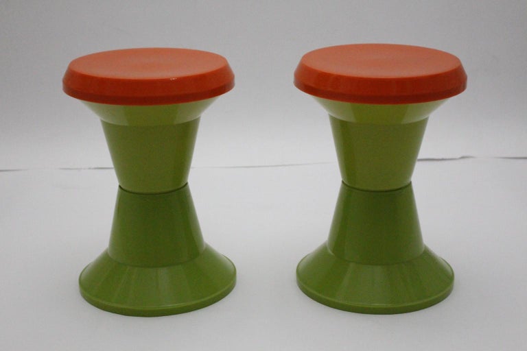 Space Age Green and Red Vintage Plastic Stools Duo Pair circa 1970 ...