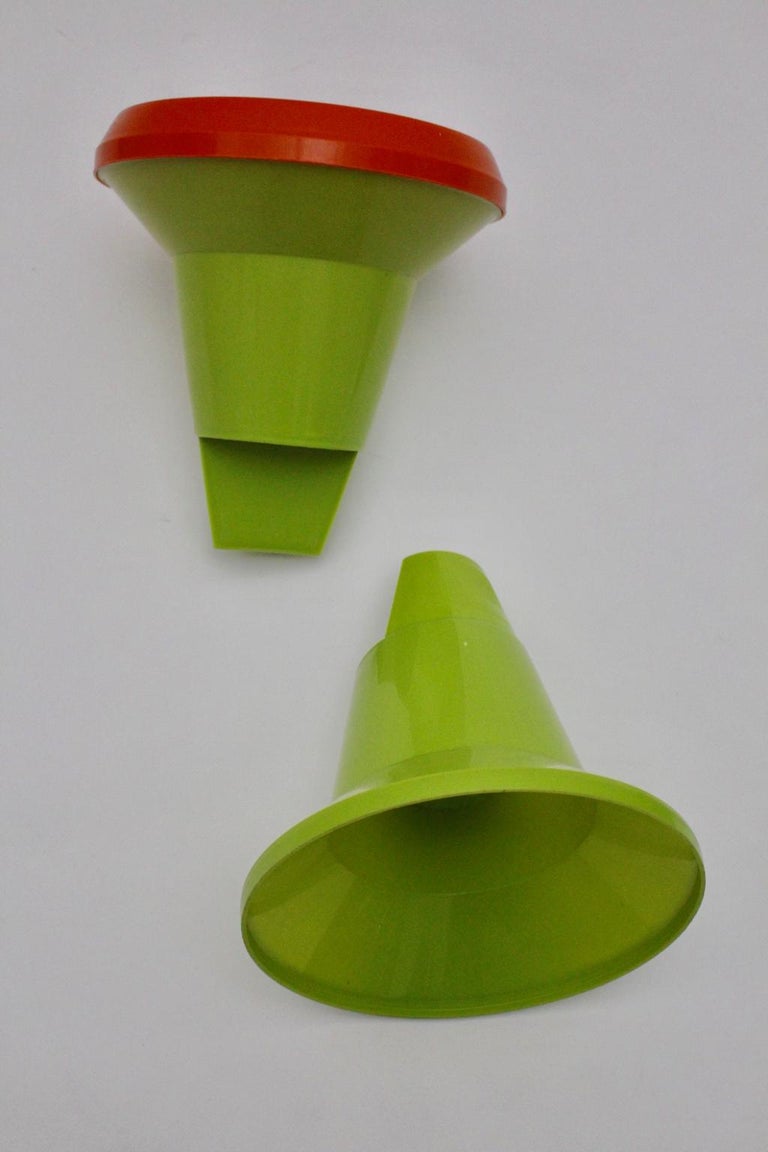 Space Age Green and Red Vintage Plastic Stools Duo Pair circa 1970 ...