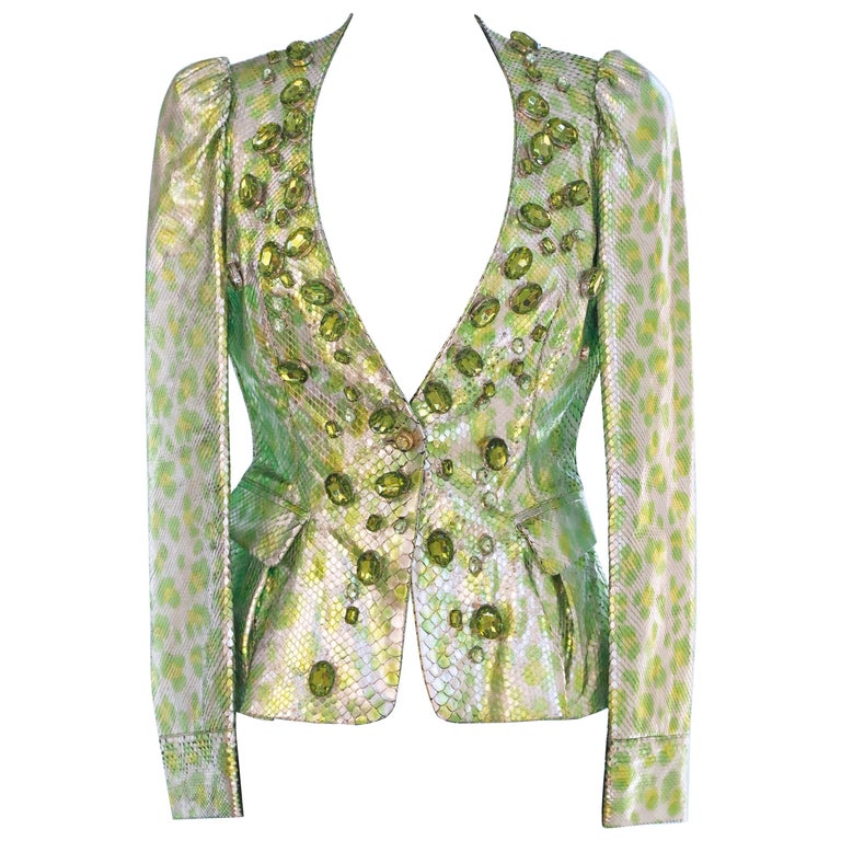 Green and silver python jacket Shiro For Sale at 1stDibs