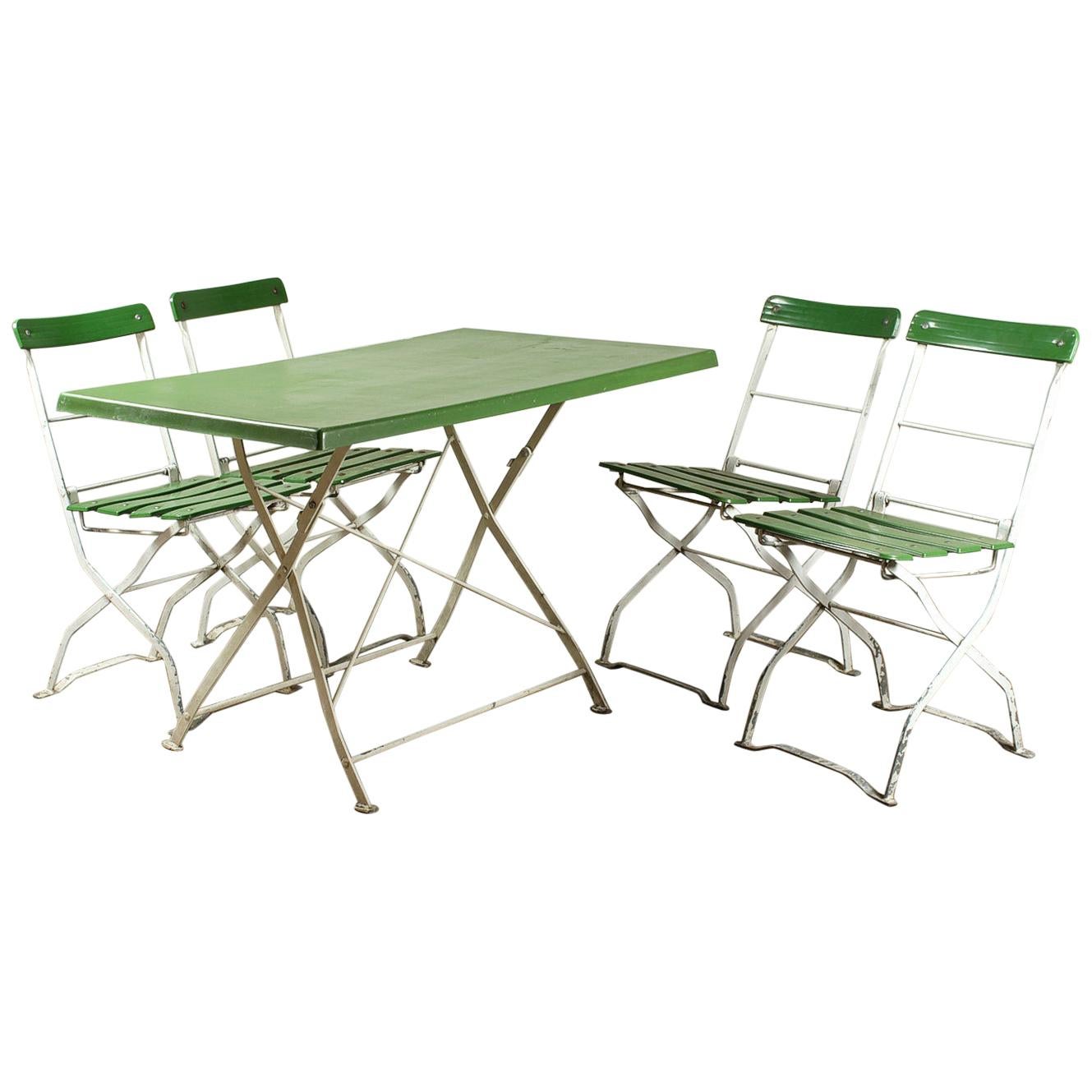 Green and White German Table and Chairs Set, 20th Century For Sale at ...