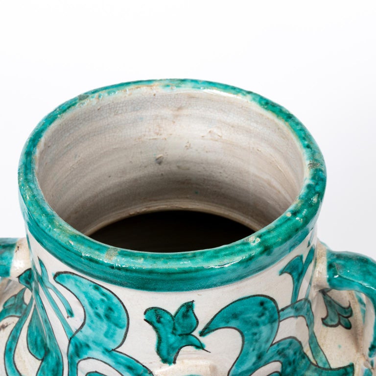 Green and White Moroccan Jar with Lid For Sale at 1stDibs