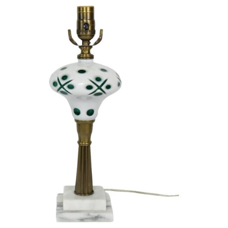 Green and White Overlay Glass Lamp For Sale at 1stDibs