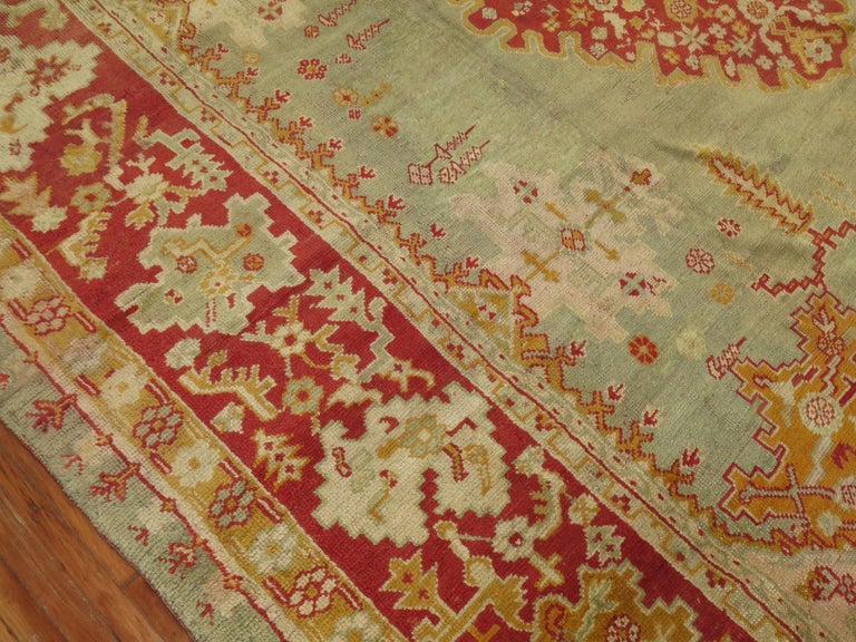 Green Antique Oushak Rug For Sale at 1stDibs