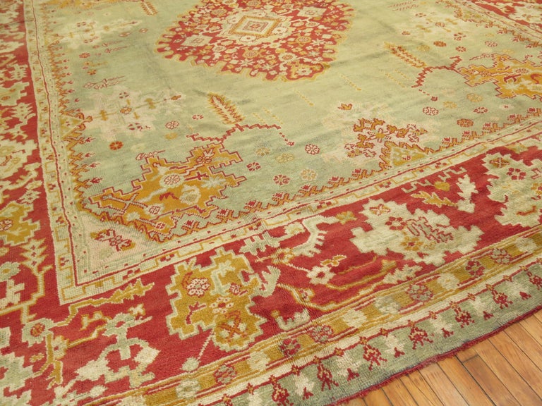 Green Antique Oushak Rug For Sale at 1stDibs