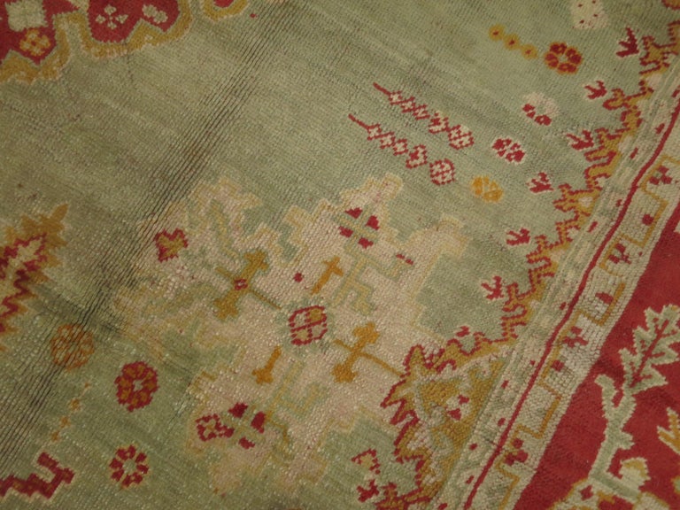 Green Antique Oushak Rug For Sale at 1stDibs