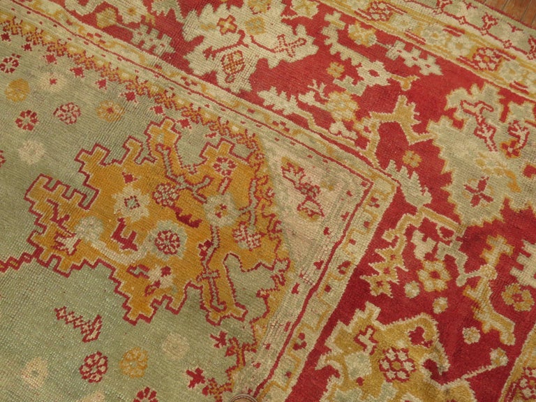 Green Antique Oushak Rug For Sale at 1stDibs