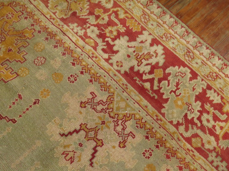 Green Antique Oushak Rug For Sale at 1stDibs
