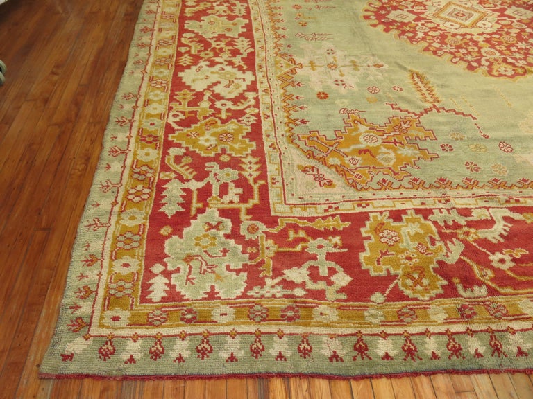 Green Antique Oushak Rug For Sale at 1stDibs