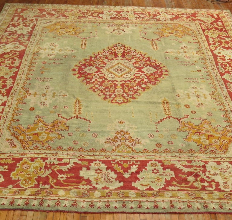 Green Antique Oushak Rug For Sale at 1stDibs