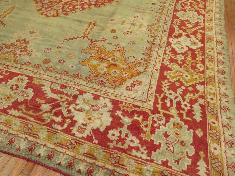 Green Antique Oushak Rug For Sale at 1stDibs
