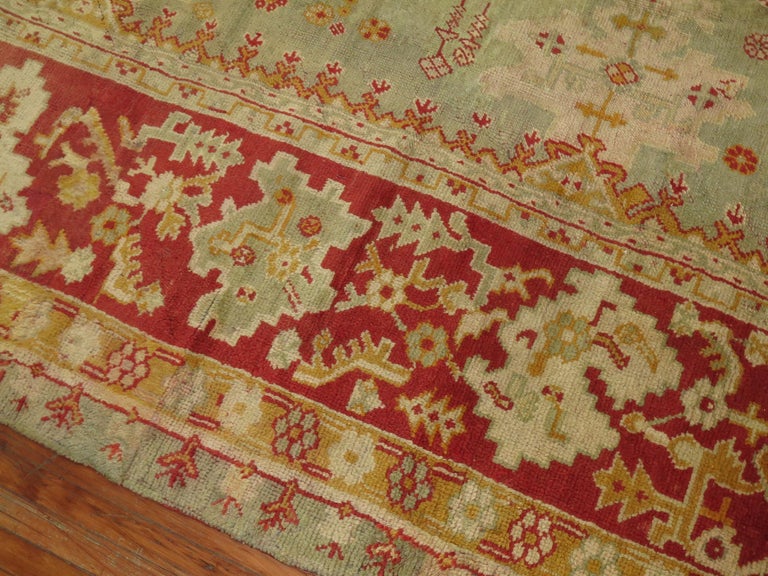 Green Antique Oushak Rug For Sale at 1stDibs