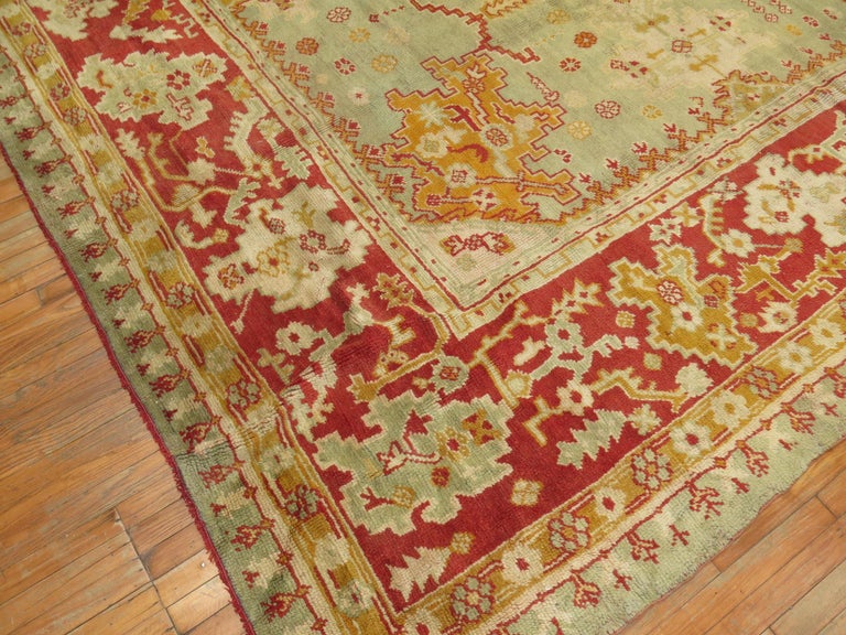 Green Antique Oushak Rug For Sale at 1stDibs