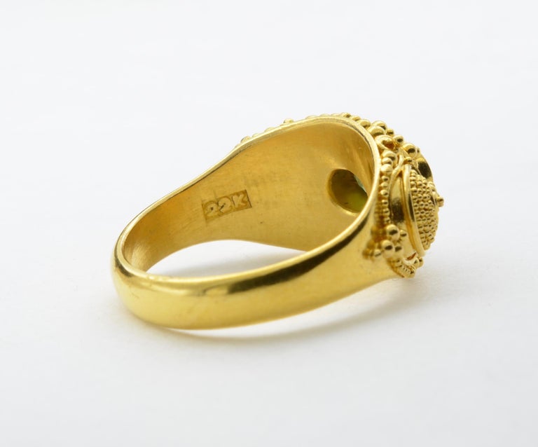 Green ‘Approximate 1.0 Carat’ Tourmaline Ring in 22 Karat Gold with ...