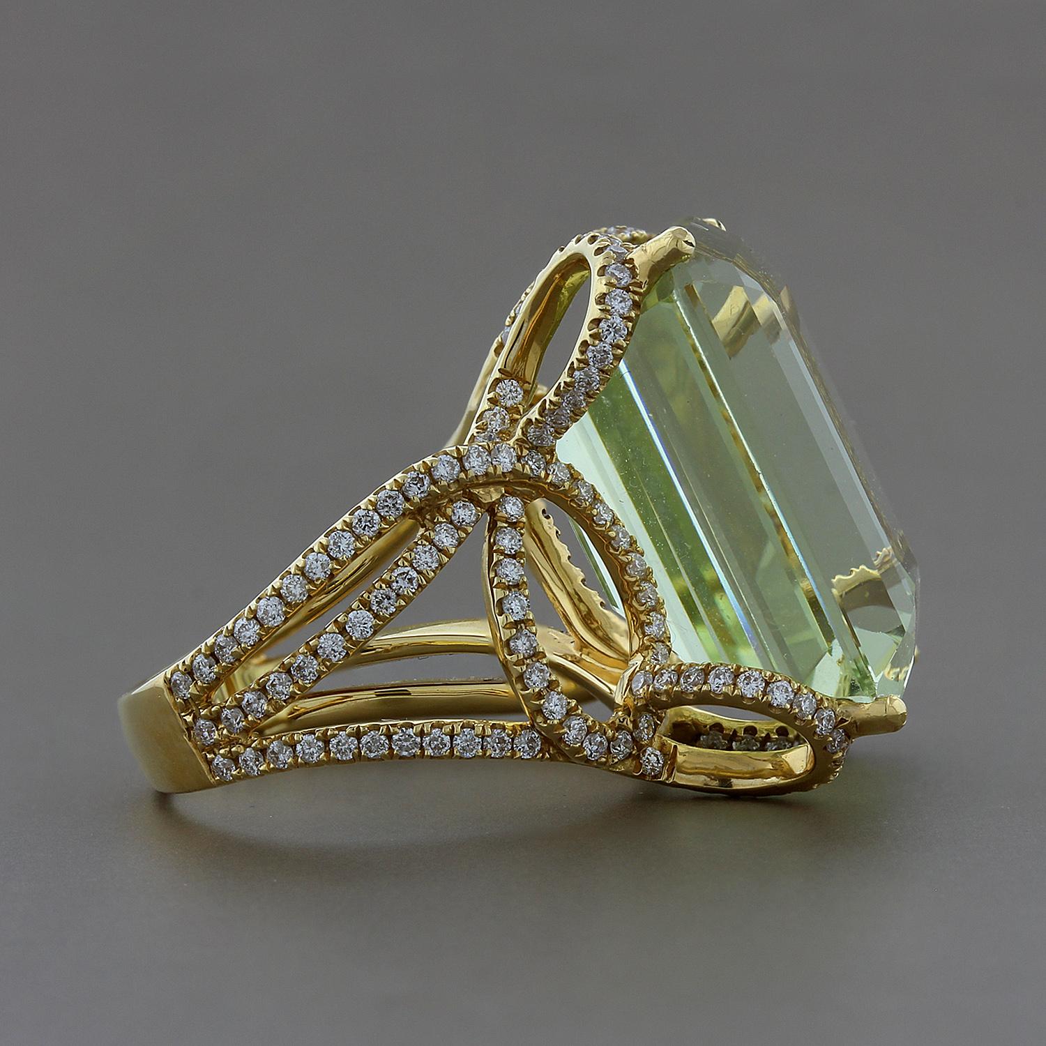 Green Aquamarine Diamond Gold Ring at 1stDibs | green aquamarine rings ...