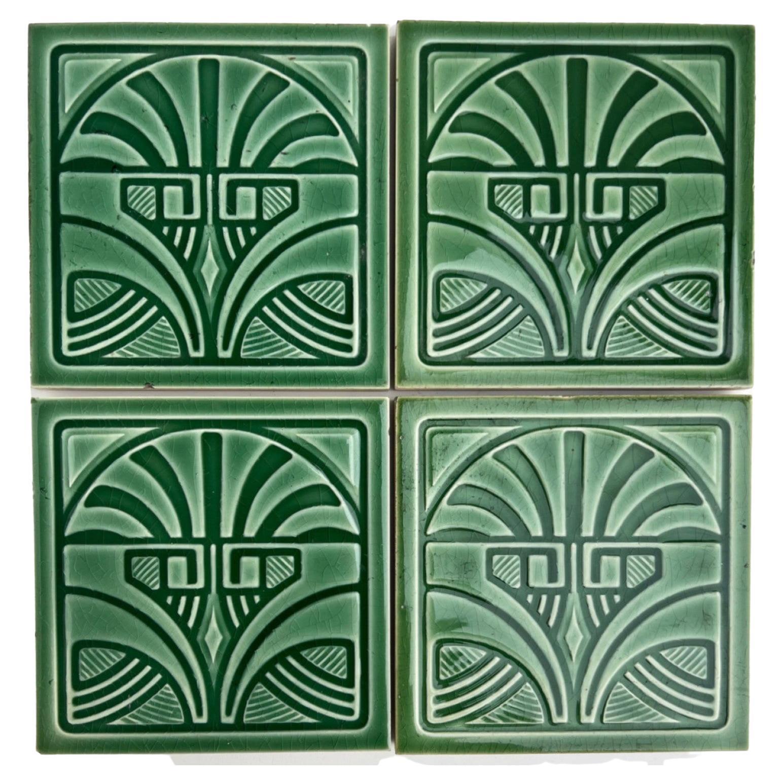 Set of 9 Glazed Art Deco Relief Tiles, Muster, 1930s For Sale at 1stDibs