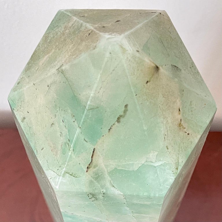 Green Asian Crystal Marble Hexagonal Obelisk For Sale at 1stDibs