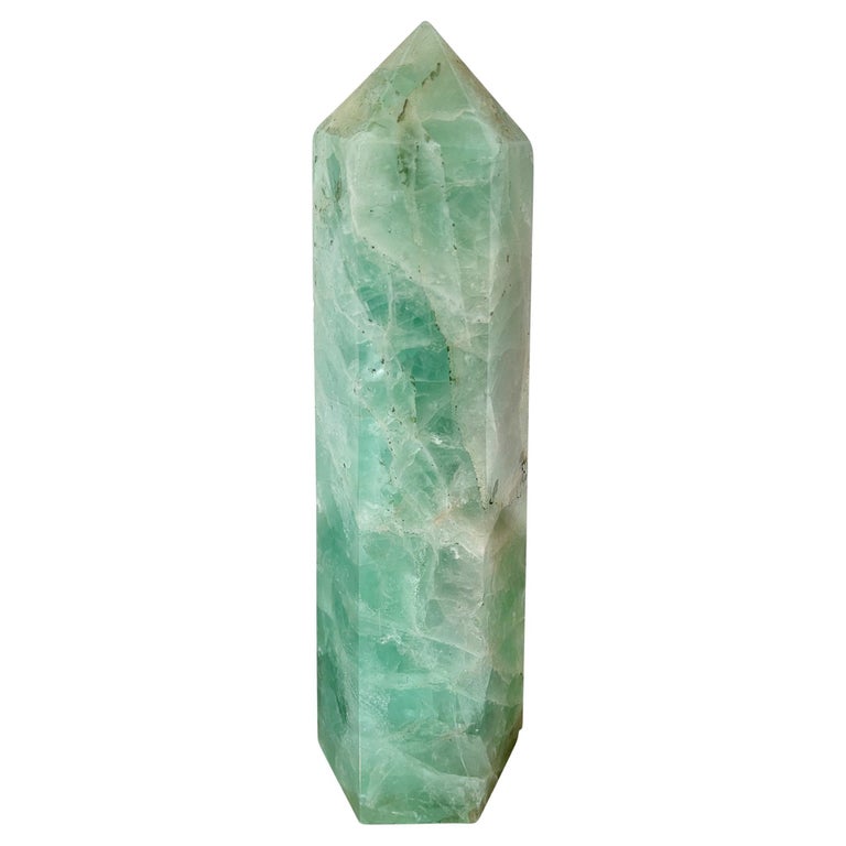 Green Asian Crystal Marble Hexagonal Obelisk For Sale at 1stDibs