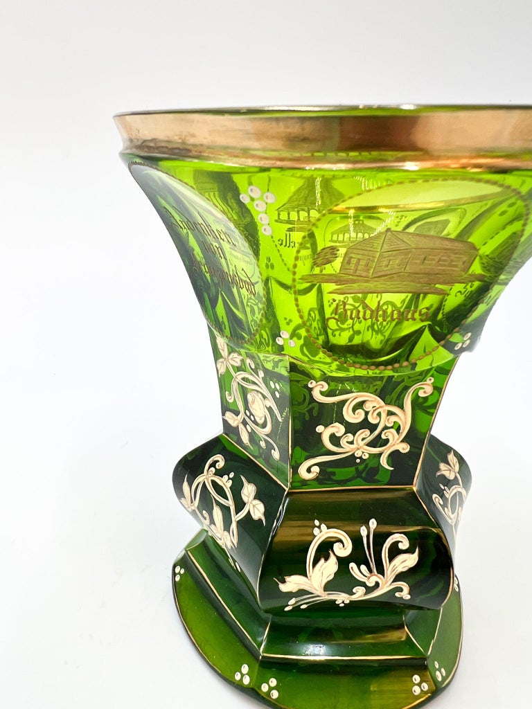 Green Biedermeier Crystal Glass from the 1800s at 1stDibs