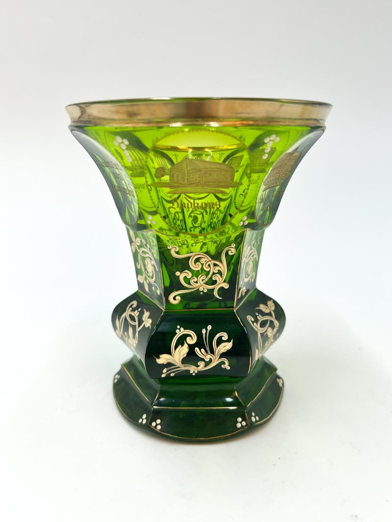 Green Biedermeier Crystal Glass from the 1800s at 1stDibs