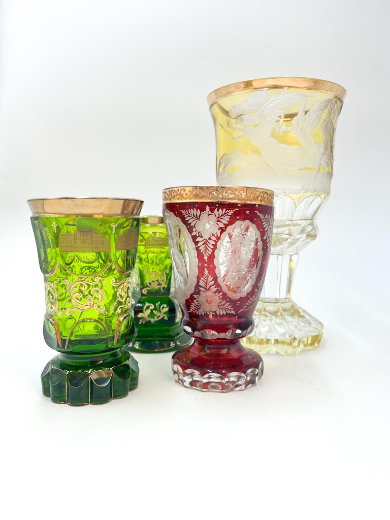 Green Biedermeier Crystal Glass from the 1800s at 1stDibs