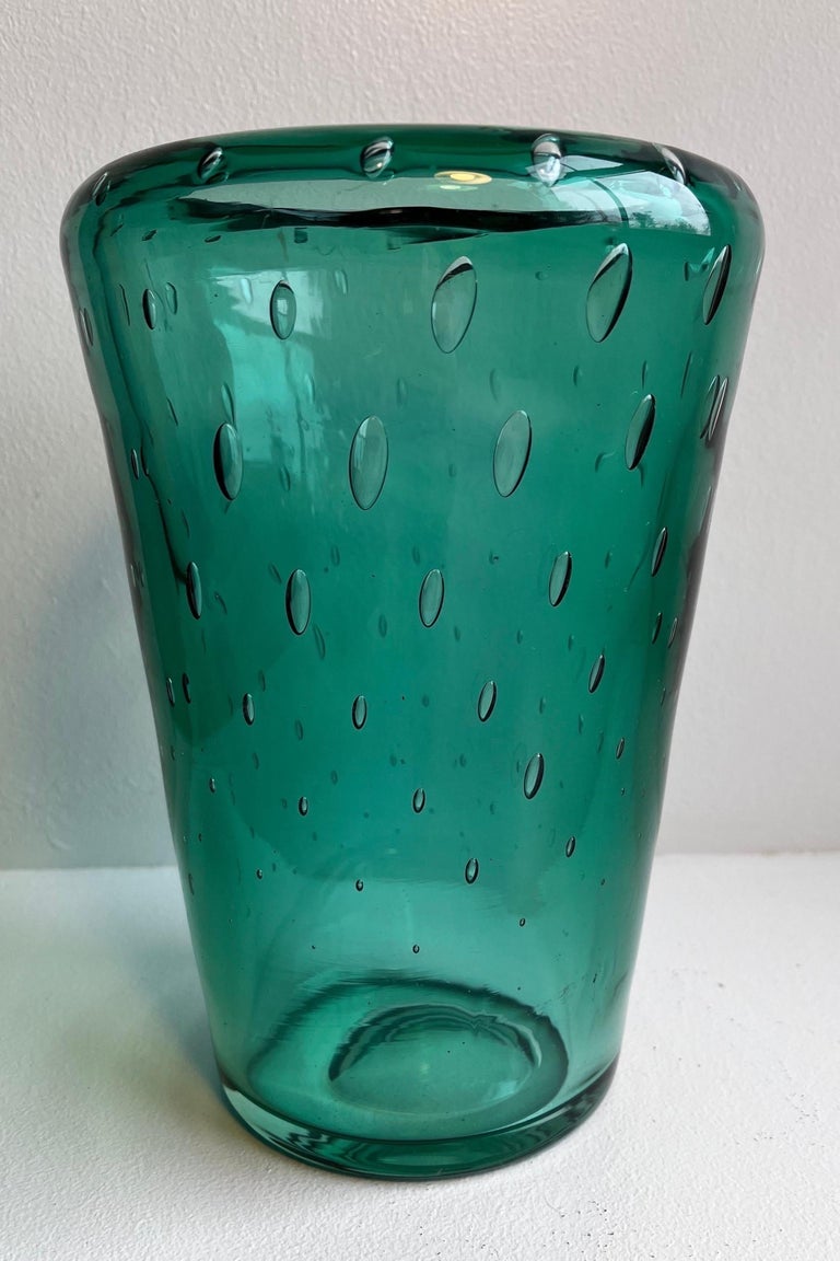 Green Blenko Vase with Air Bubbles, 1950s For Sale at 1stDibs