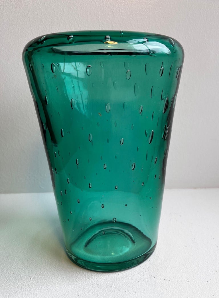 Green Blenko Vase with Air Bubbles, 1950s For Sale at 1stDibs