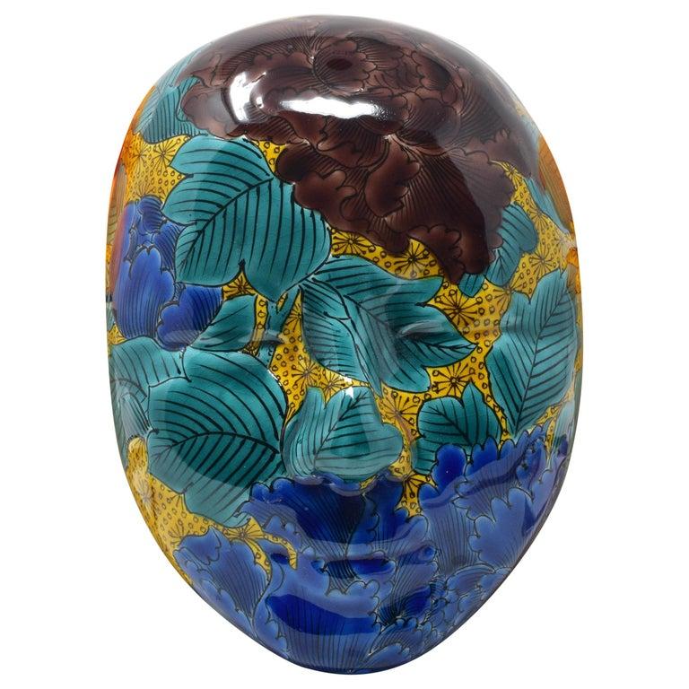 Green Blue Porcelain Mask by Japanese Master Artist For Sale at 1stDibs