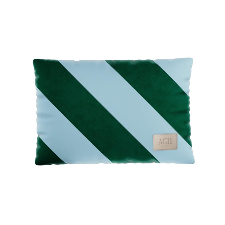 Green Blue Rectangle, Modern Velvet Cushion For Sale at 1stDibs