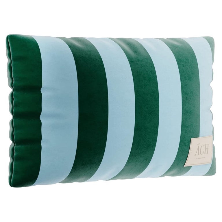 Green Blue Rectangle Pillow, Modern Velvet Cushion For Sale at 1stDibs