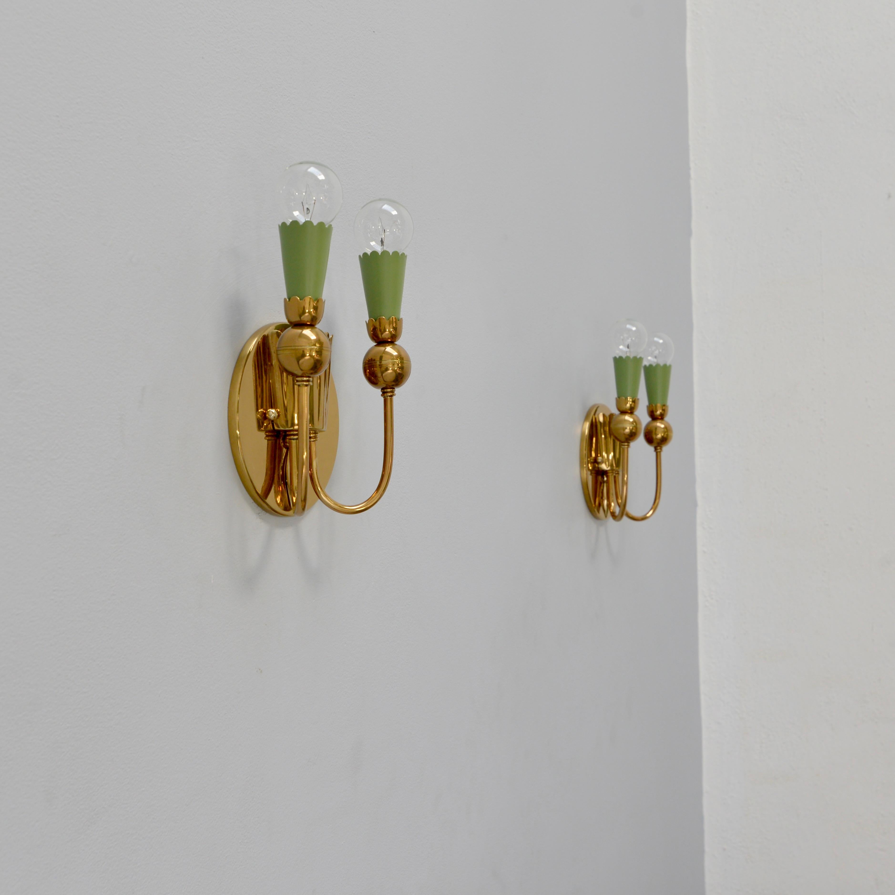 Green Botanical 1940s Sconces at 1stDibs