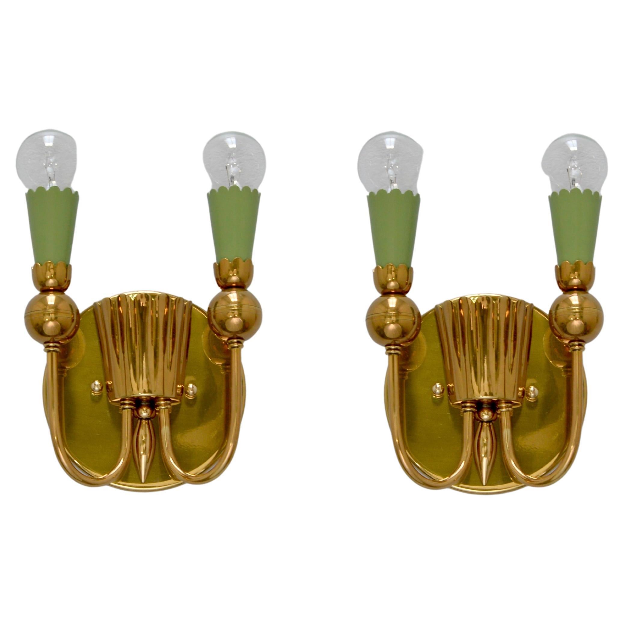Green Botanical 1940s Sconces at 1stDibs