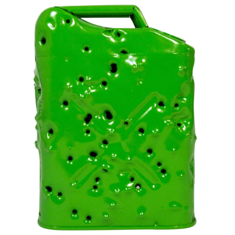 Green Bullet Hole Gas Can Lamp by Charles Linder at 1stDibs