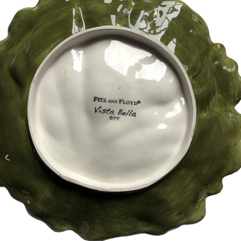 Green Cabbage Ware Majolica Style Table Top Plates Entertaining a Pair ...