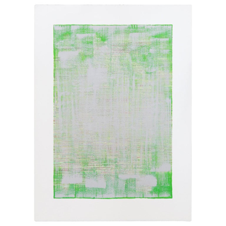 "Green Calcite", Original Mixed-Media Painting on Paper For Sale at 1stDibs