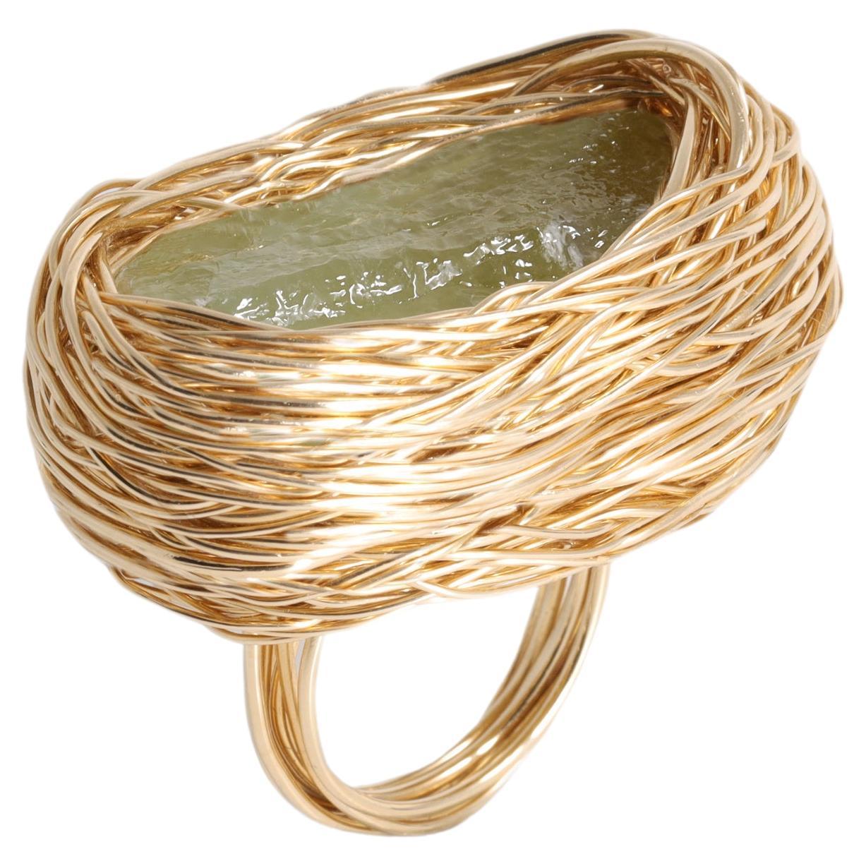 Amazonite, Green Fluorite Statement Ring 14 K Rose Gold and Silver For ...