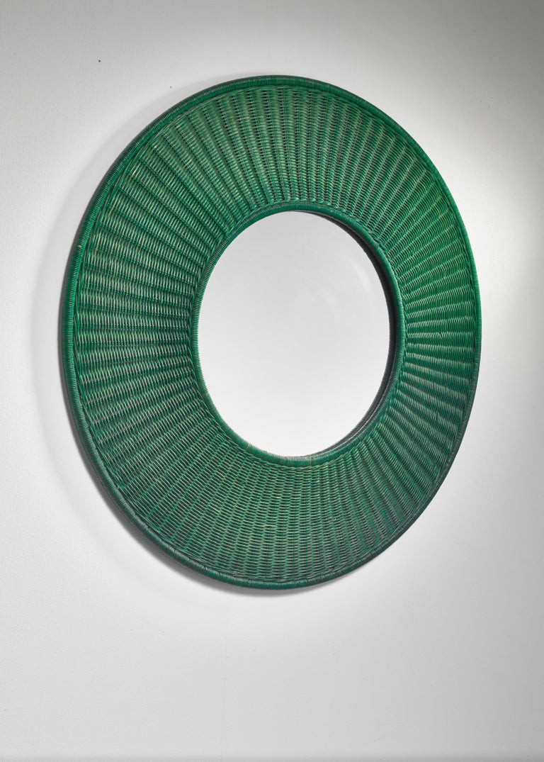 Green Cane Wall Mirror For Sale at 1stDibs