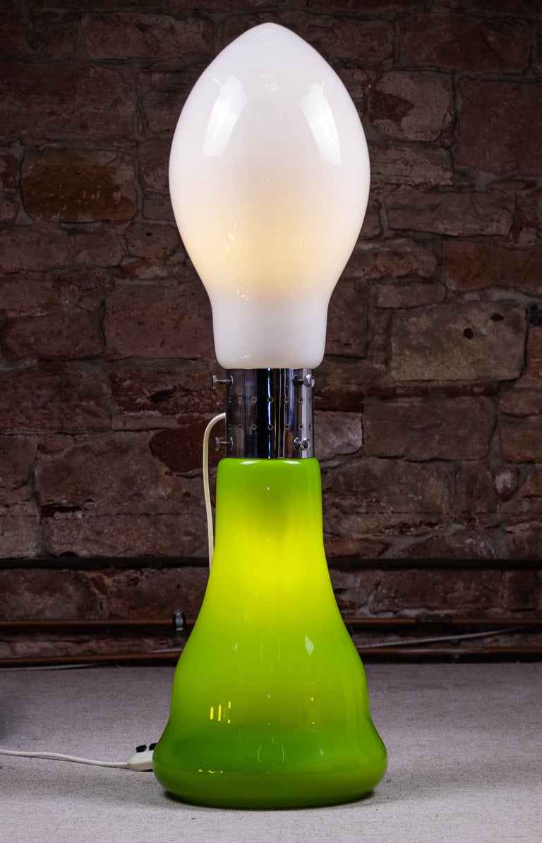 1960 Italy Mazzega 'Lipstick' Floor Lamp Green and White by Carlo Nason ...