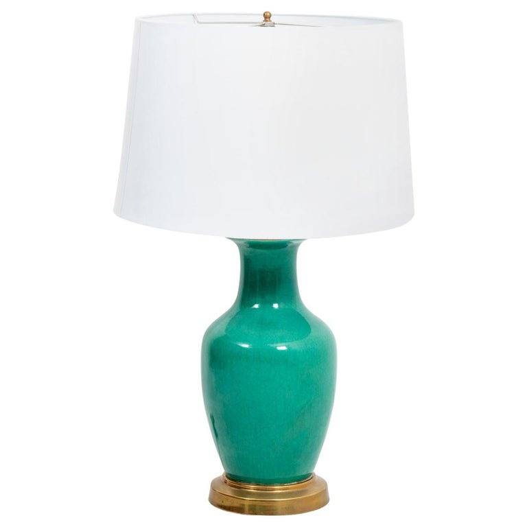 Green Ceramic Vase Lamp at 1stDibs