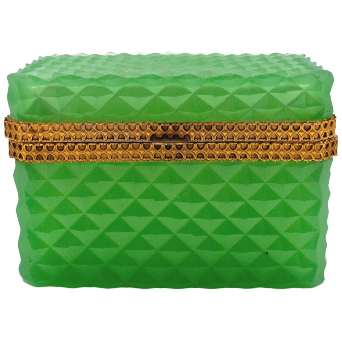 Round Bohemian Black Amethyst Glass Box with Ormolu For Sale at 1stDibs