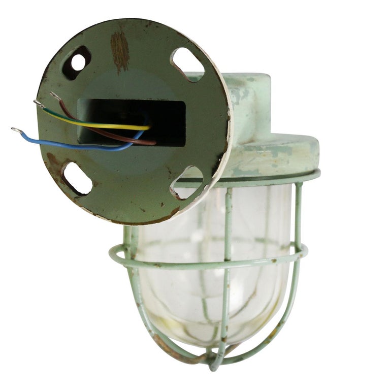 Green Copper Vintage Industrial Clear Glass Cage Wall Light Scone at ...