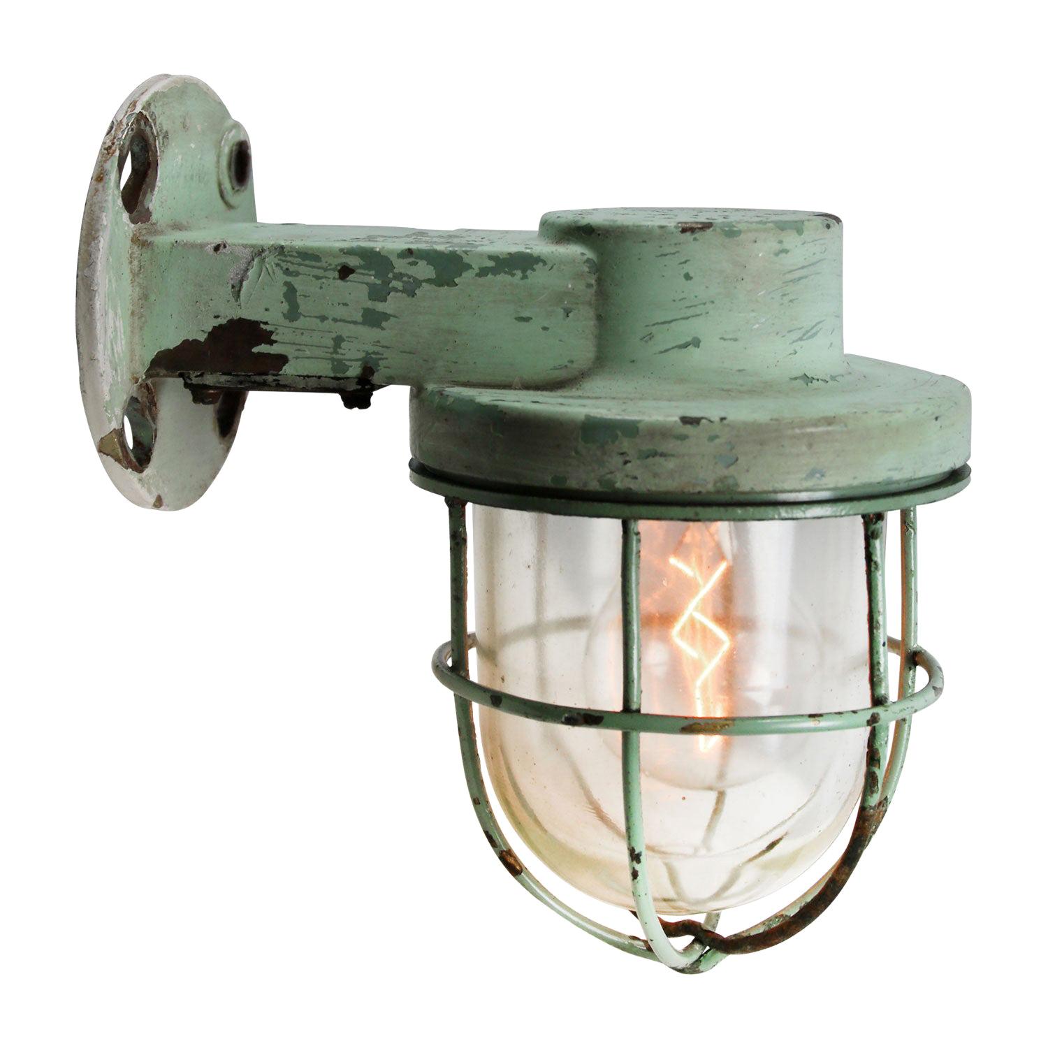 Green Copper Vintage Industrial Clear Glass Cage Wall Light Scone at ...
