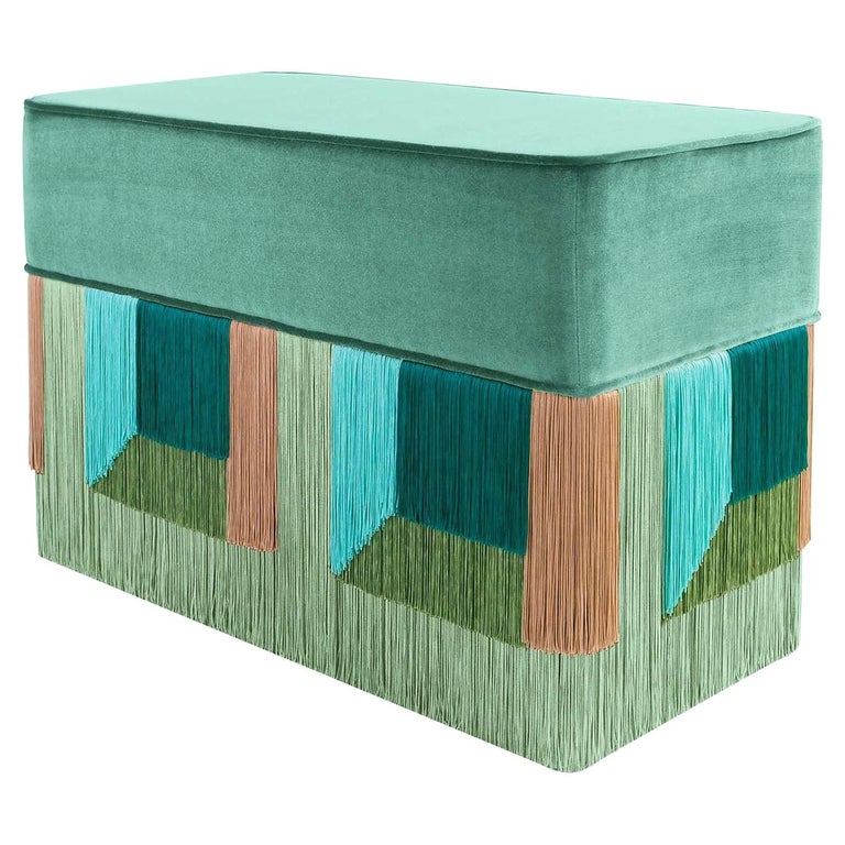 Grüner Couture Geometrischer rechteckiger Flo-Pouf im Angebot bei 1stDibs