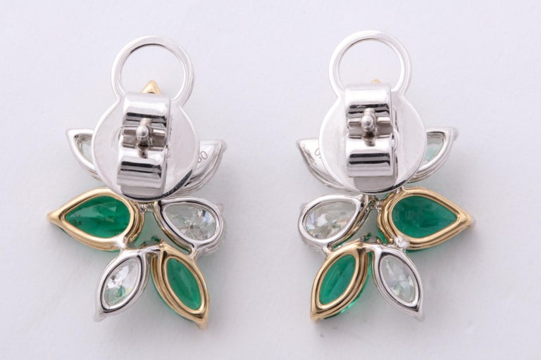 Green Emerald and Diamond Cluster Earrings For Sale at 1stDibs ...