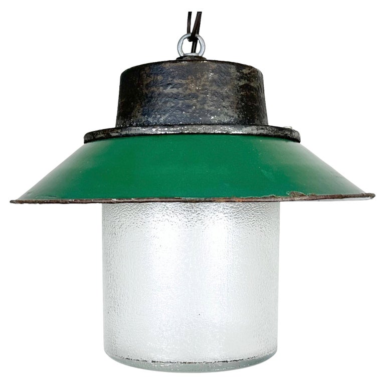 Green Enamel and Cast Iron Industrial Pendant Light, 1960s For Sale at ...
