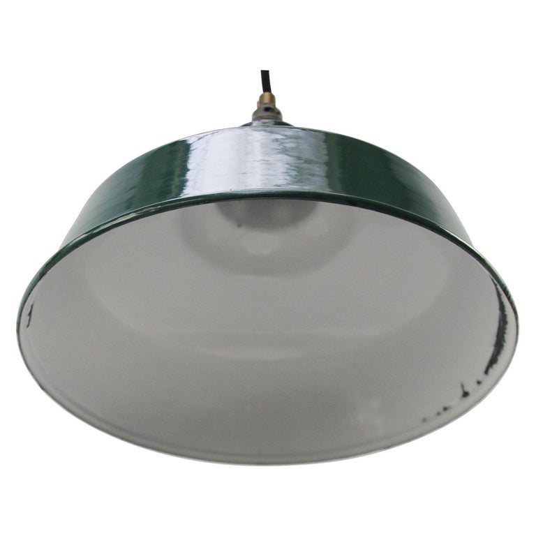 Green Enamel Vintage British Industrial Pendant Lights by Simplex UK ...