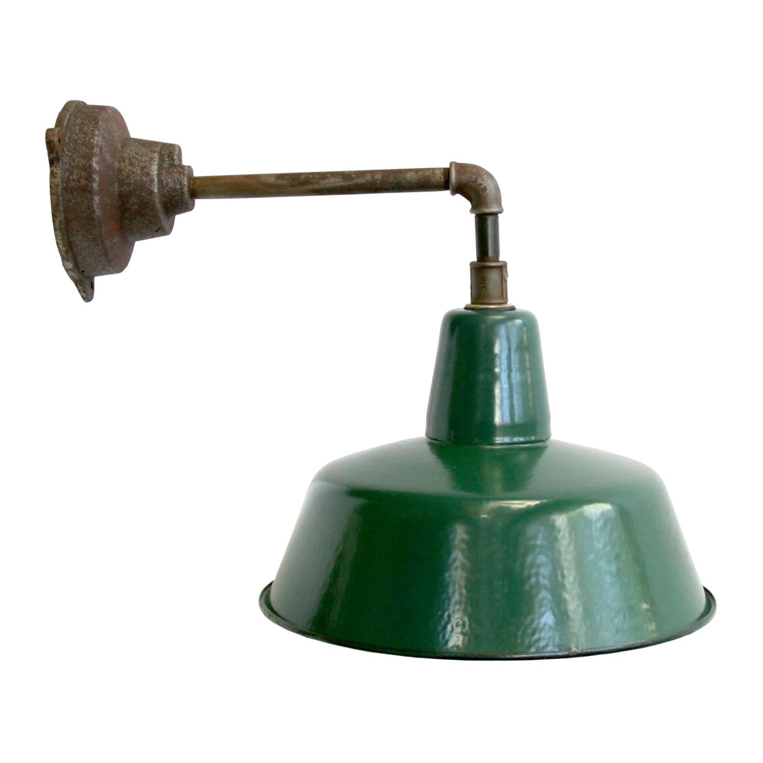 Green Enamel Vintage Industrial Cast Iron Factory Wall Light at 1stDibs